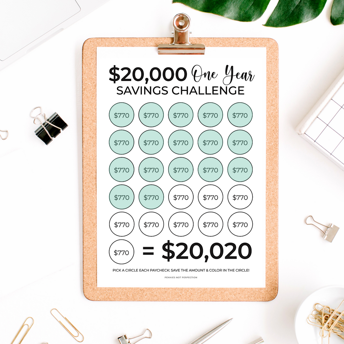 $20,000 Biweekly Savings Challenge Printable (Save $20,000 In One Year ...