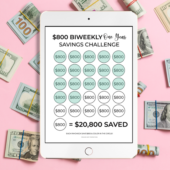 $20,000 Biweekly Savings Challenge Printable (Save $20,000 In One Year ...