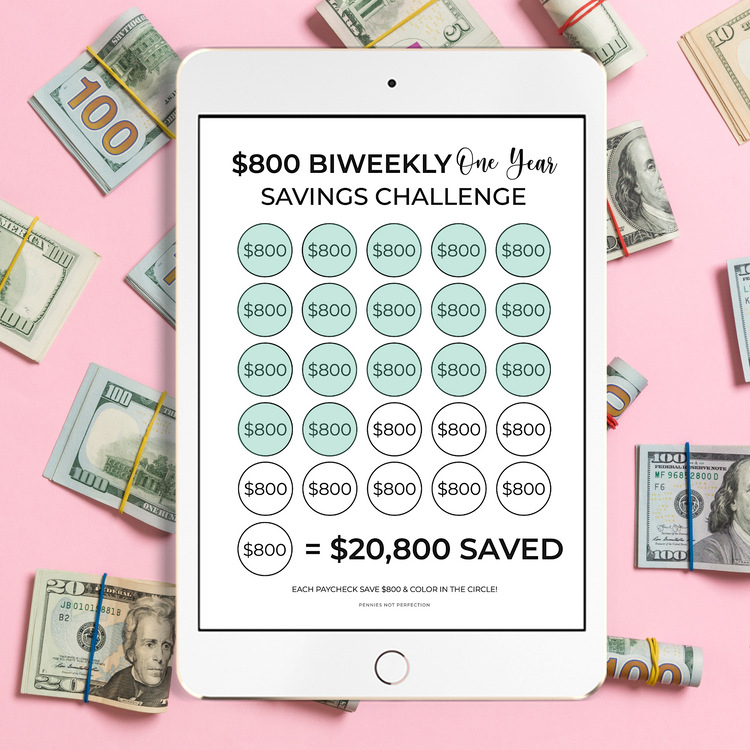 $20,000 Biweekly Savings Challenge Printable (Save $20,000 In One Year ...