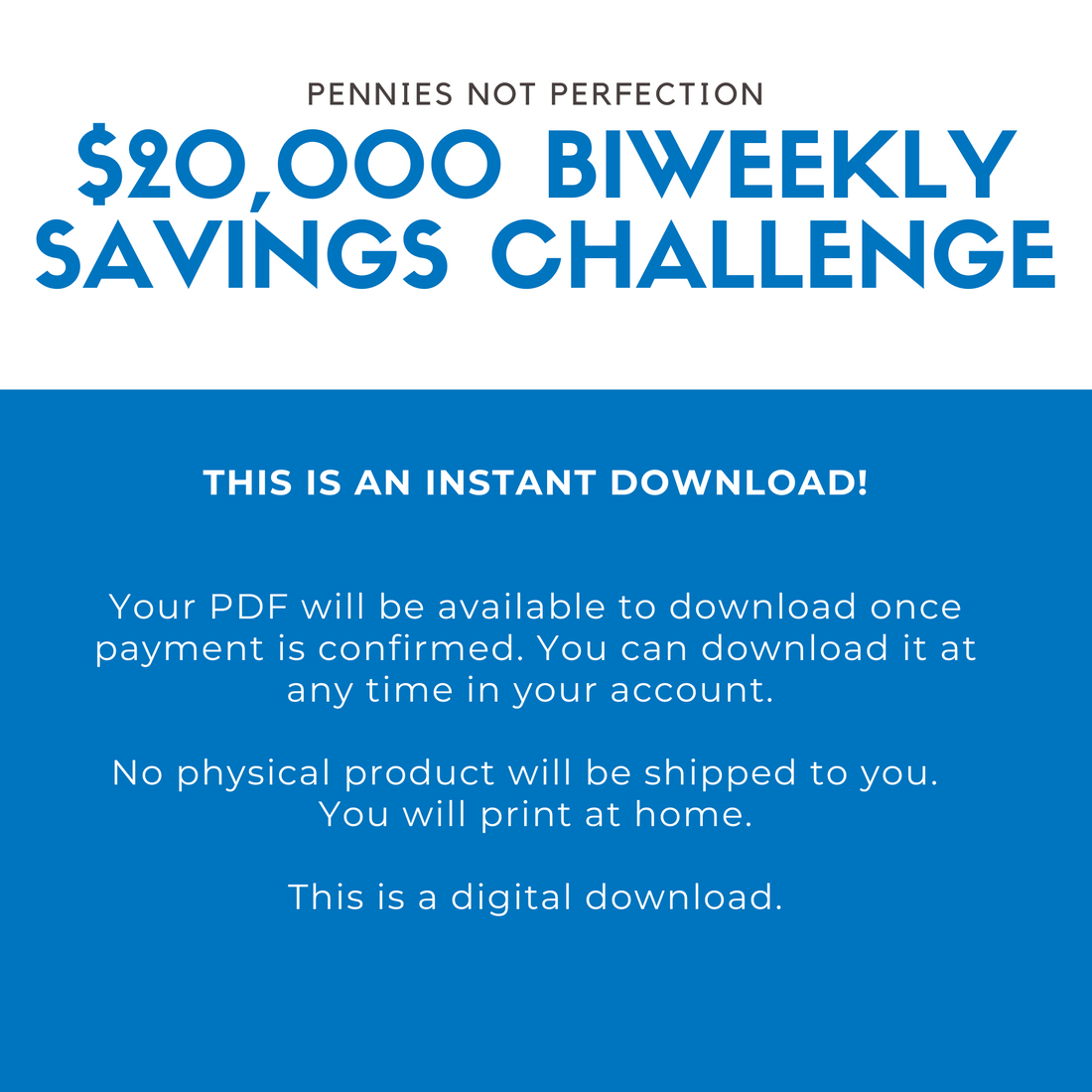 $20,000 Biweekly Savings Challenge Printable (Save $20,000 In One Year ...
