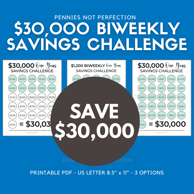 $30,000 Biweekly Savings Challenge Printable (Save $30,000 In One Year ...
