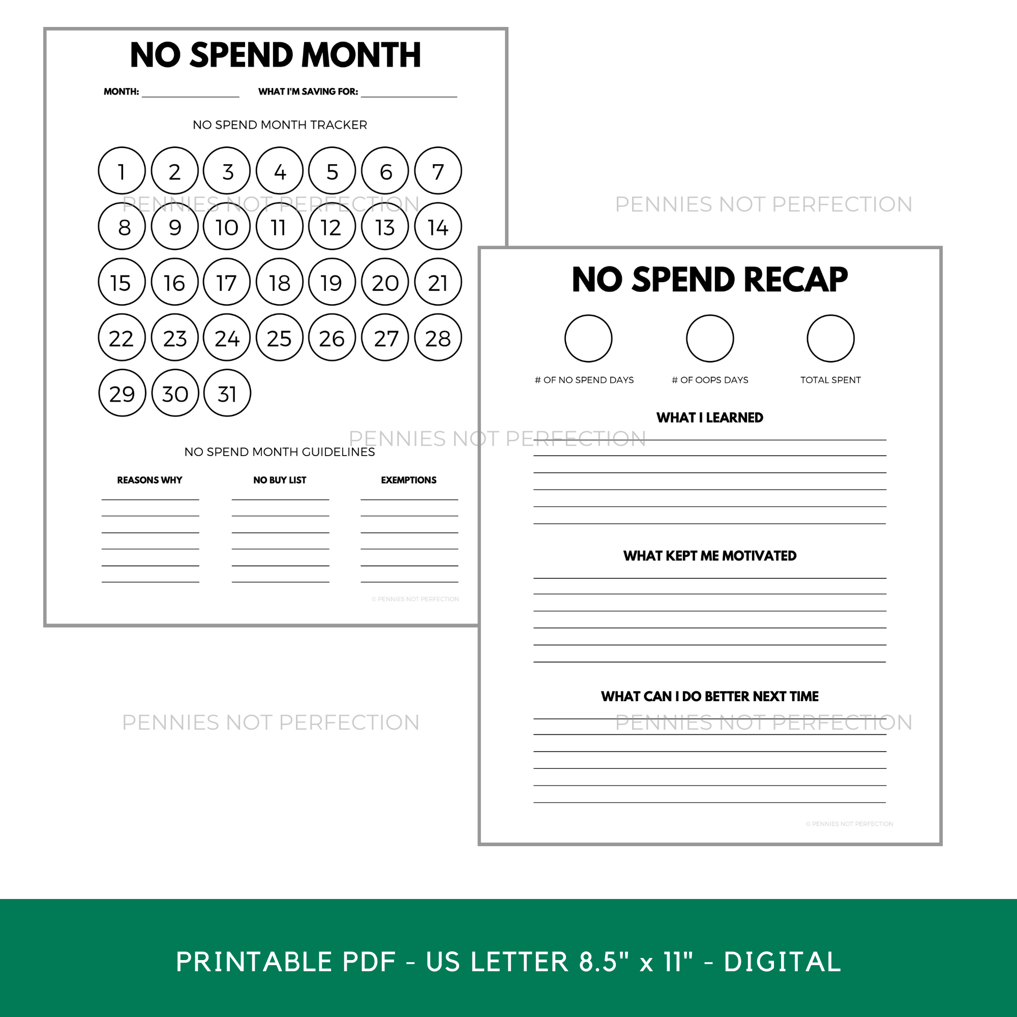 No Spend Month Tracker | No Spend Challenge Printable ...