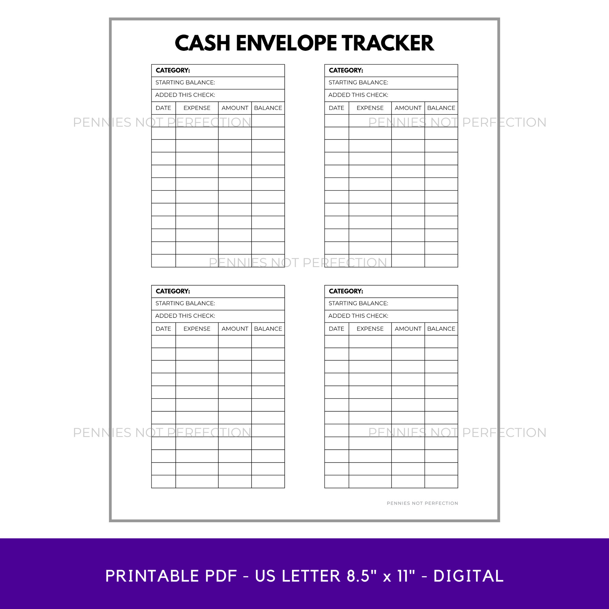 Printable Cash Envelope System Tracker | Cash Envelope System Printabl ...