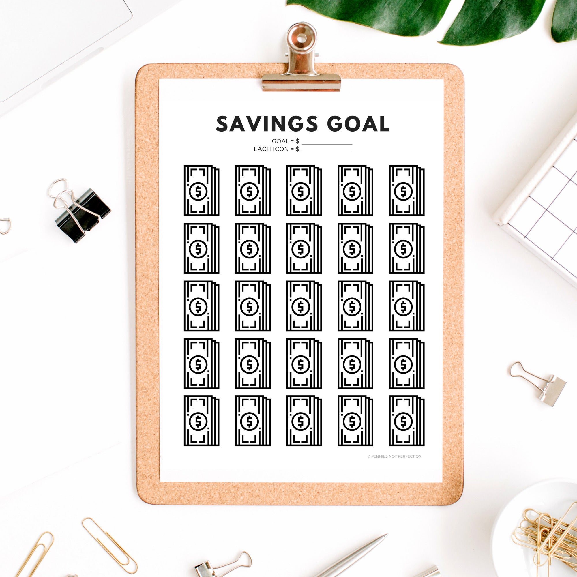 Money Savings Goal Tracker | Dollar Bills Savings Tracker Printable ...
