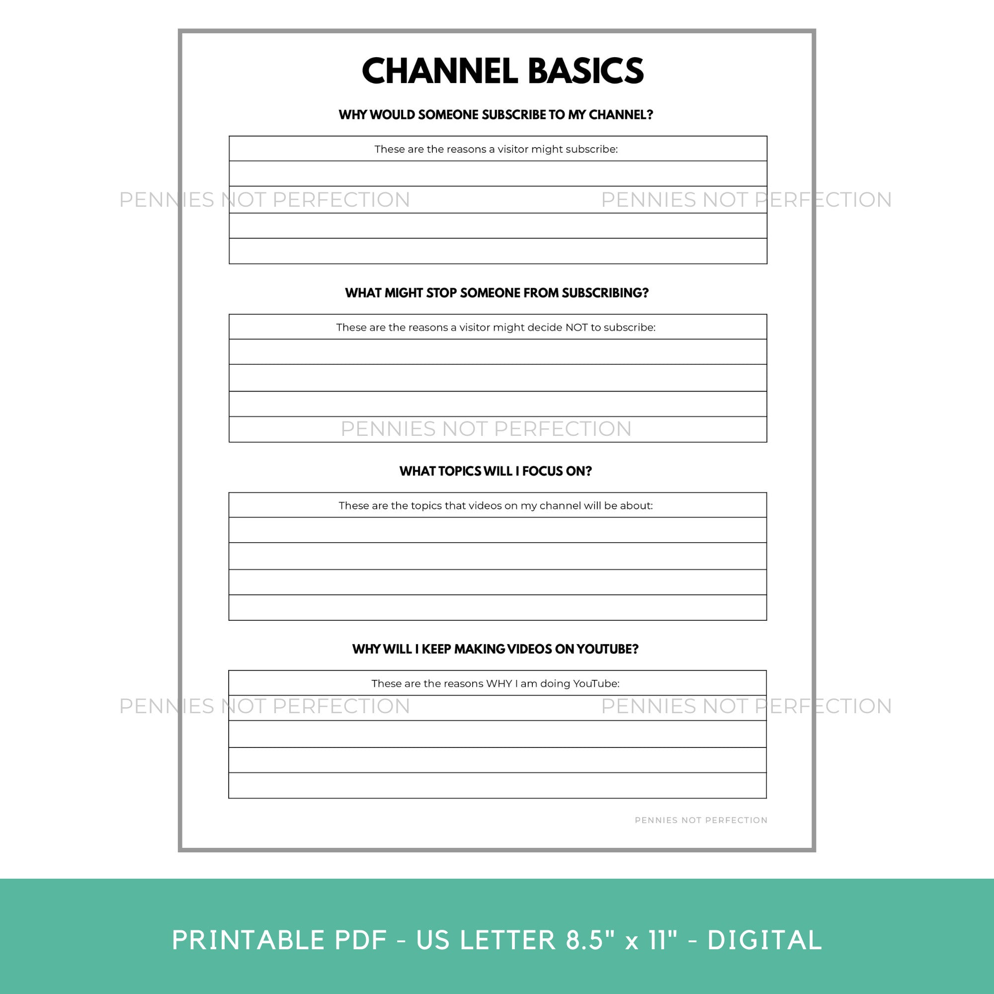 YouTube Channel Ideas Planner | New Channel Planner & Checklist Printa ...