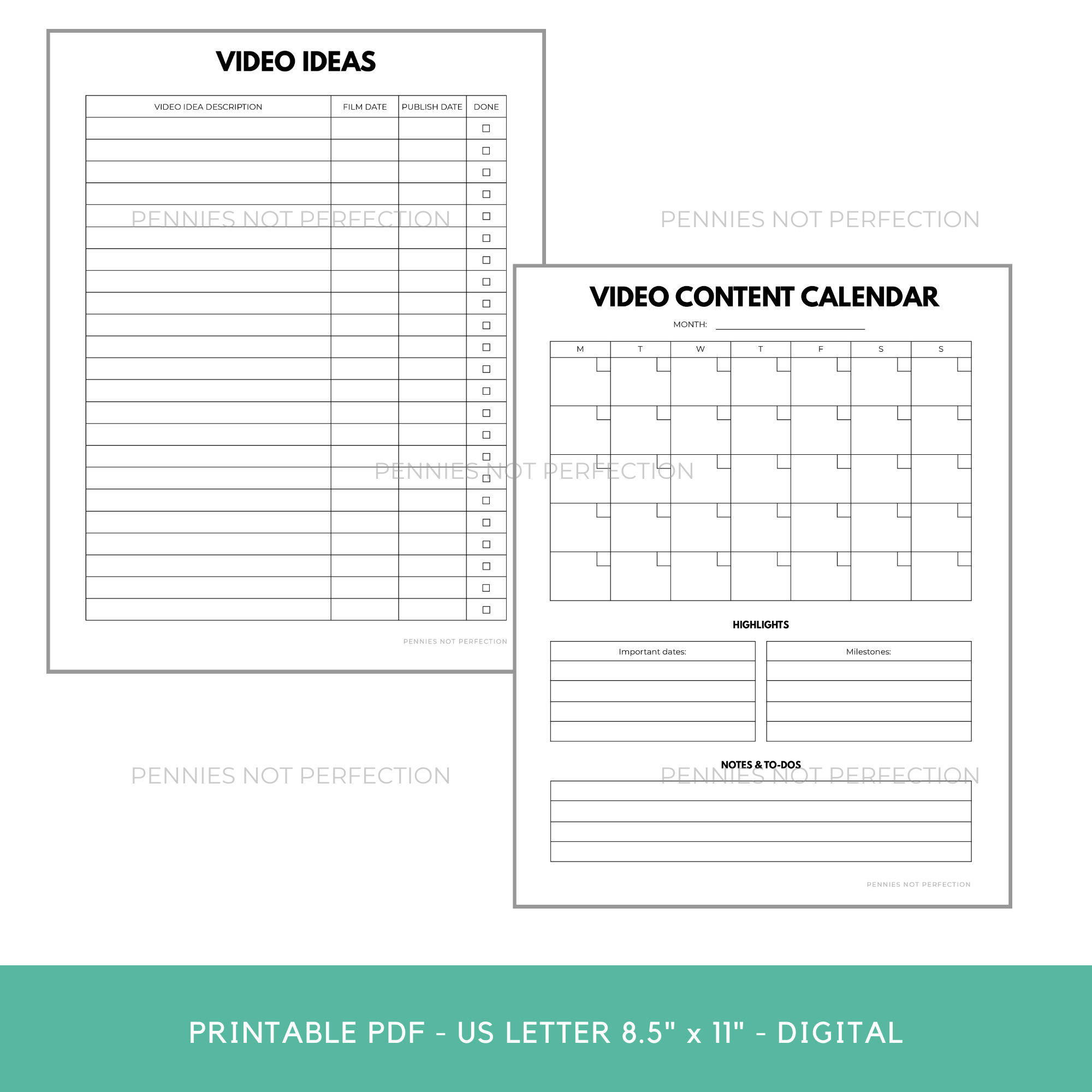YouTube Video Ideas Planner | Video Series Planner, Organizer, Checkli ...